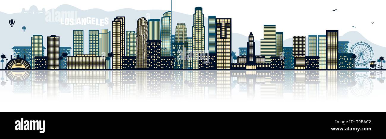 Los Angeles skyline vector blue Stock Vector Image & Art - Alamy