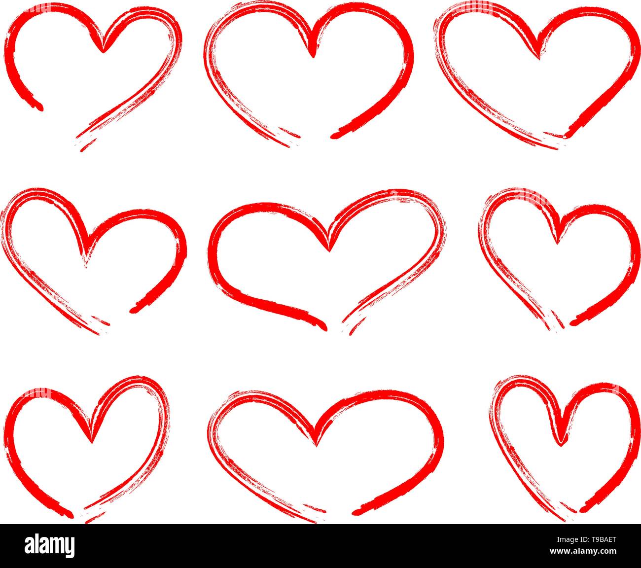 Hearts drawing vector set red Stock Vector Image & Art - Alamy