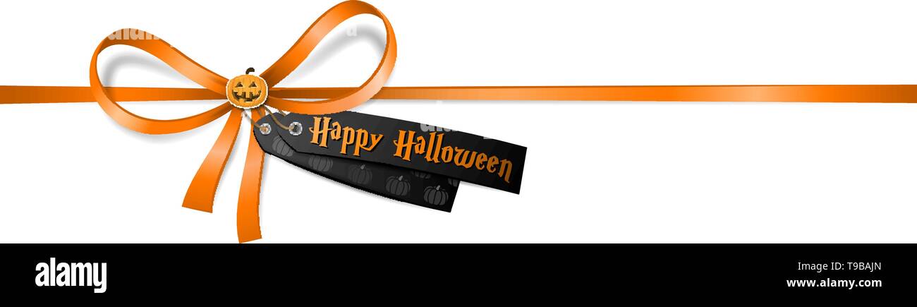 Happy halloween ribbon bow with a pumpkin Stock Vector Image & Art - Alamy