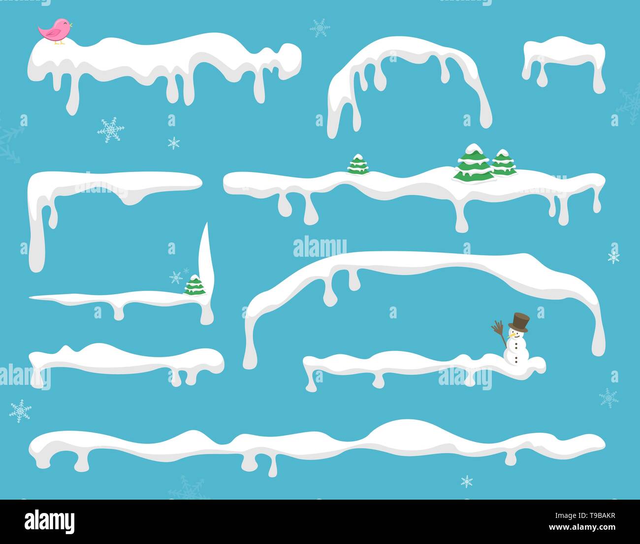 Snow cap frames background vector set isolated Stock Vector Image & Art ...