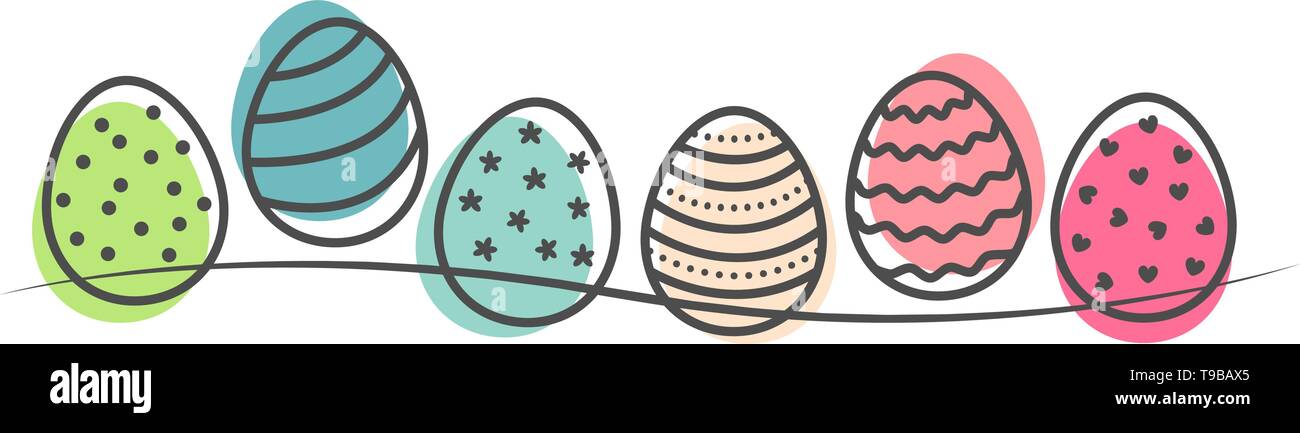 Colorful easter eggs line art hand drawn Stock Vector Image & Art - Alamy