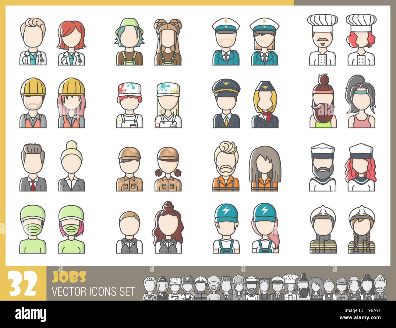 Jobs occupation avatar vector icons set Stock Vector Image & Art - Alamy