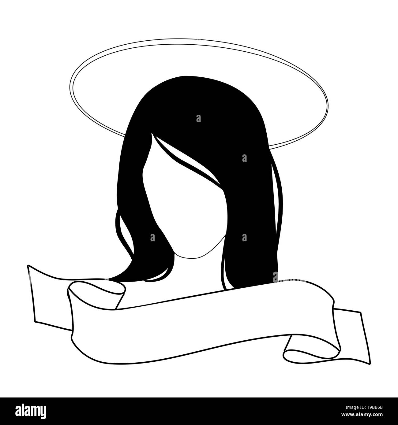 Angel head with halo and text banner isolated on white background Stock ...