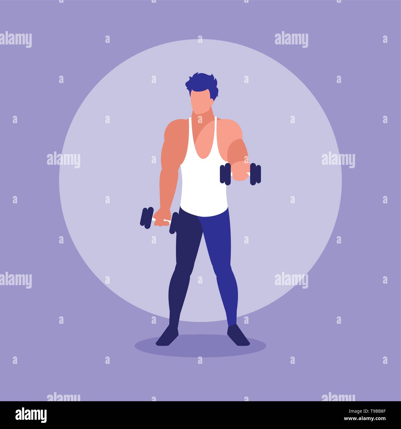 young man lifting dumbbells avatar character vector illustration design ...