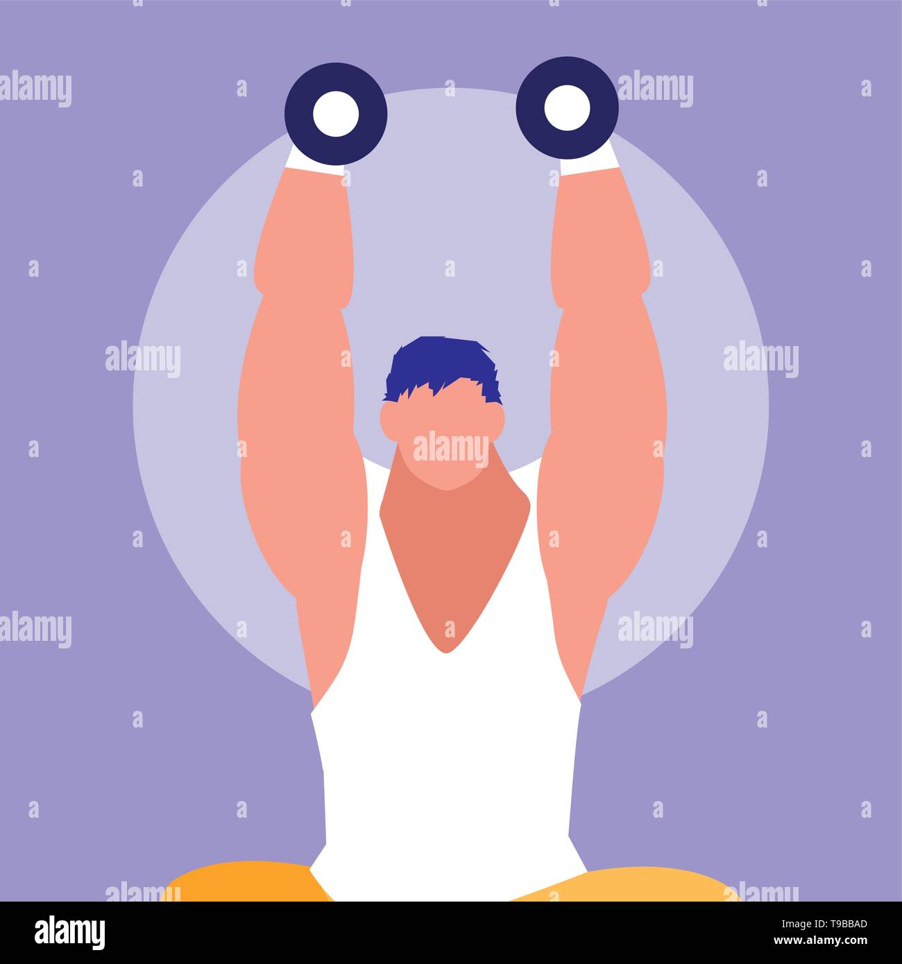 young man lifting dumbbells avatar character vector illustration design ...