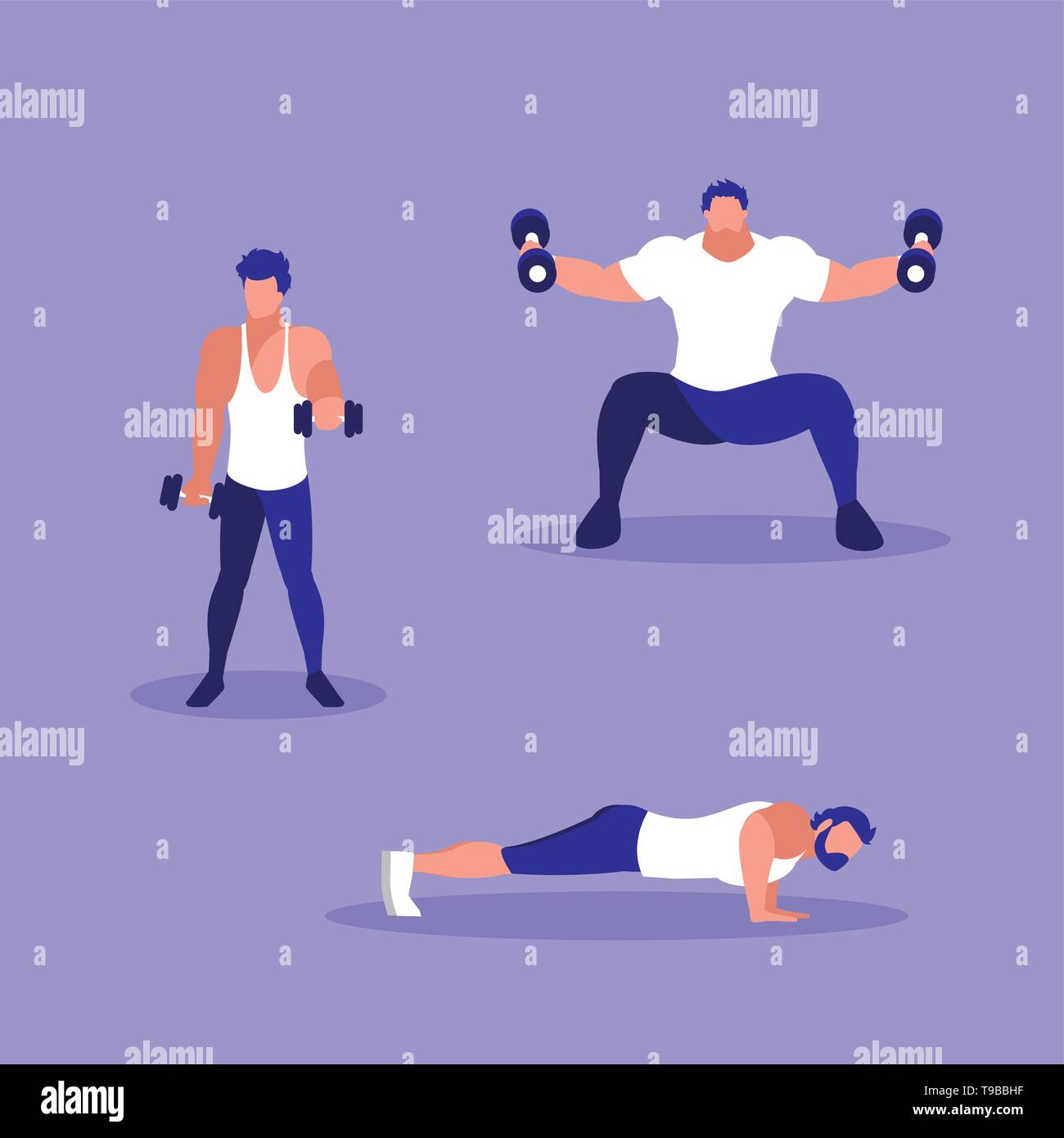 group of athletic men practicing sport vector illustration design Stock ...
