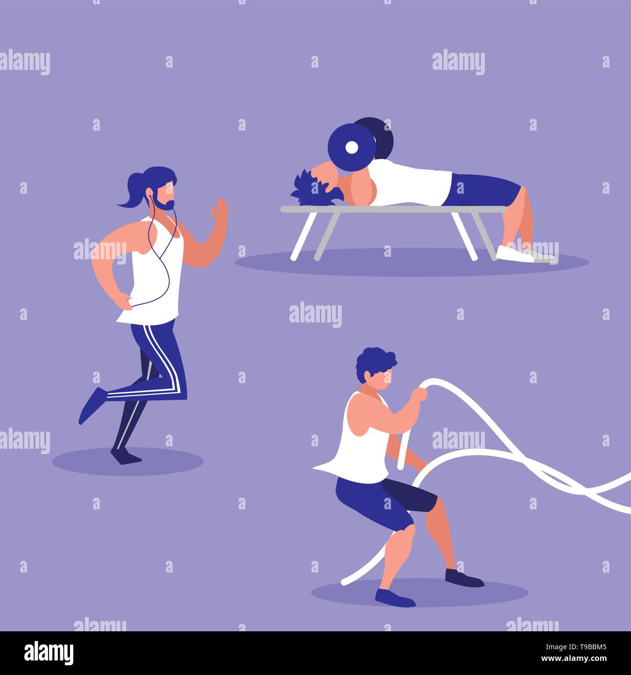 group of athletic men practicing sport vector illustration design Stock ...