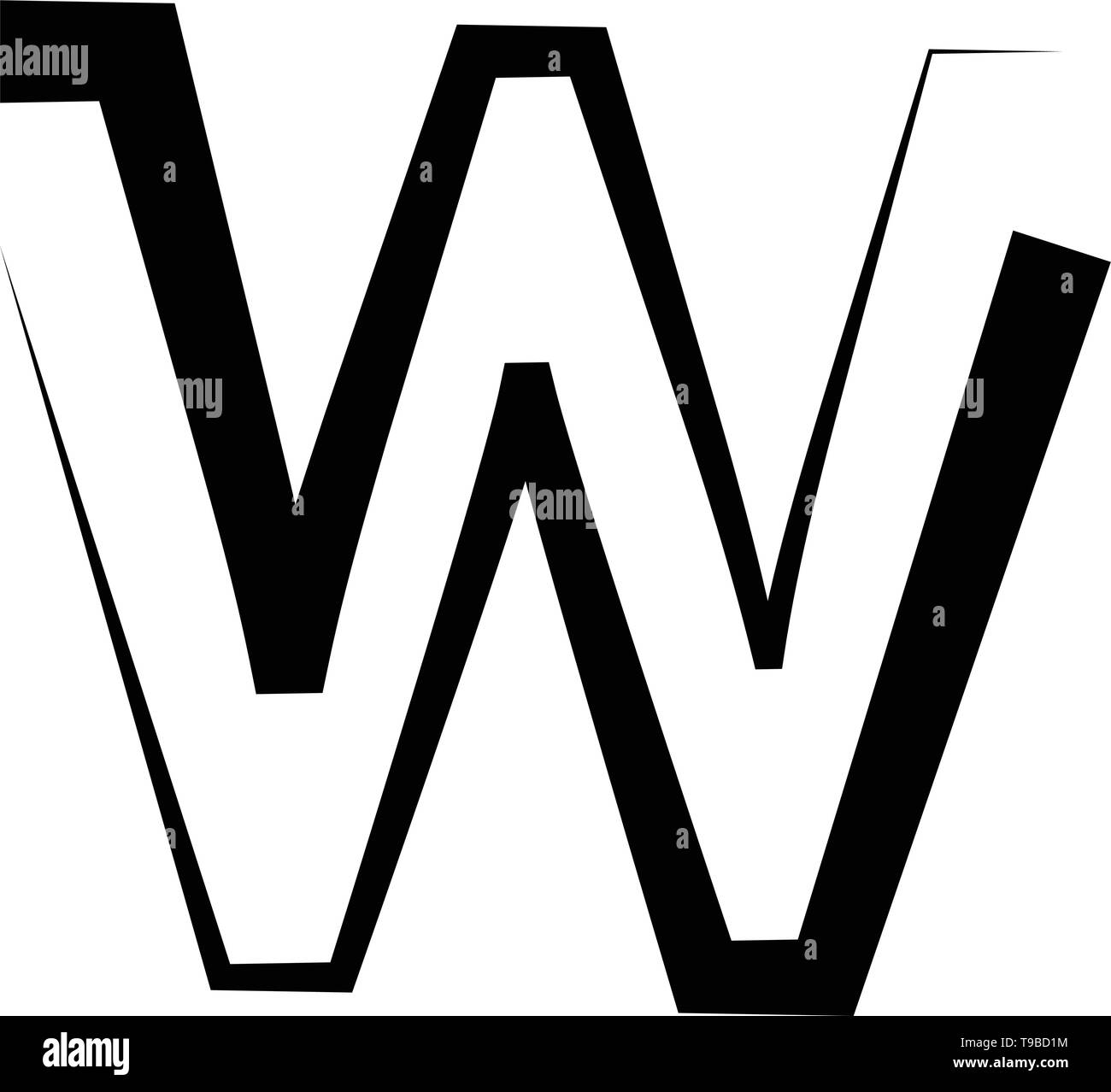 Letter "W" initial symbol, letter "W" contour illustration Stock Vector ...