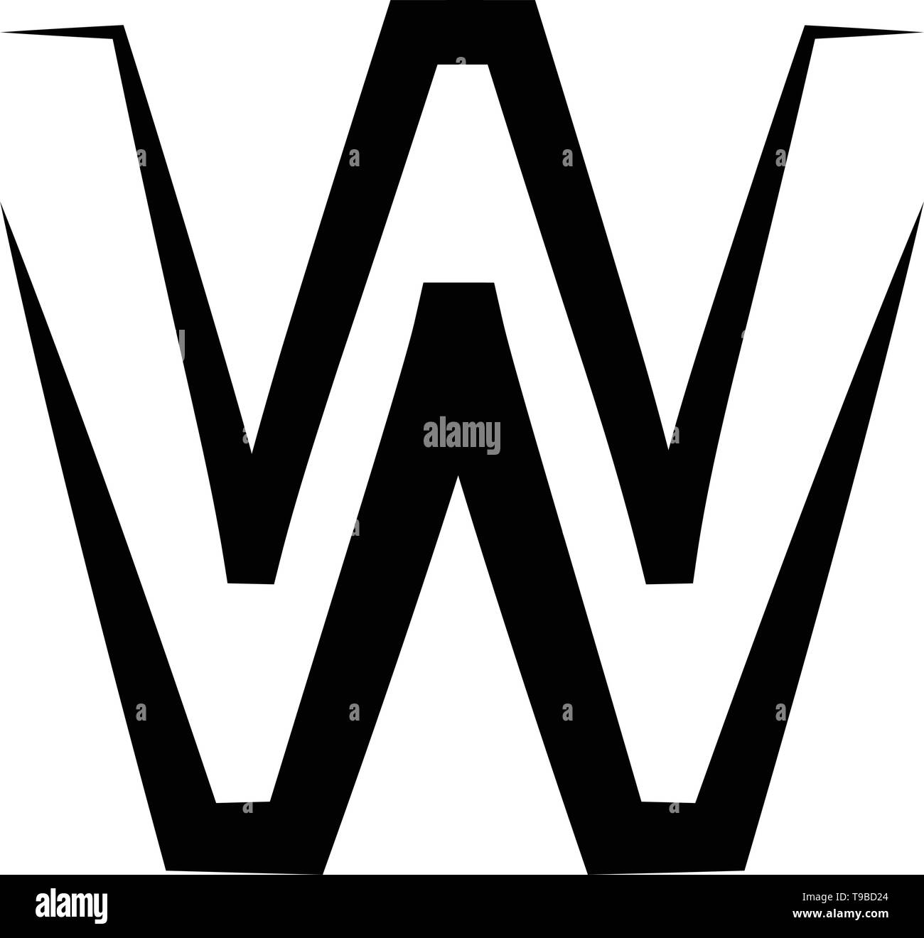 Letter "W" initial symbol, letter "W" contour illustration Stock Vector ...