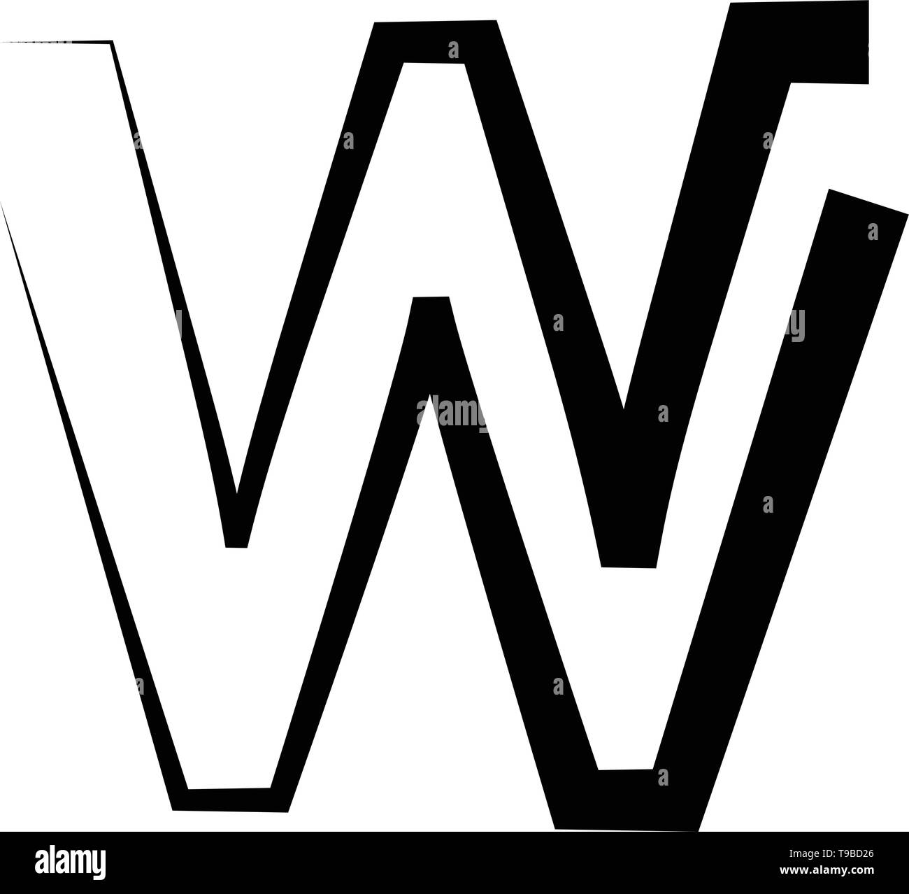 Letter "W" initial symbol, letter "W" contour illustration Stock Vector ...