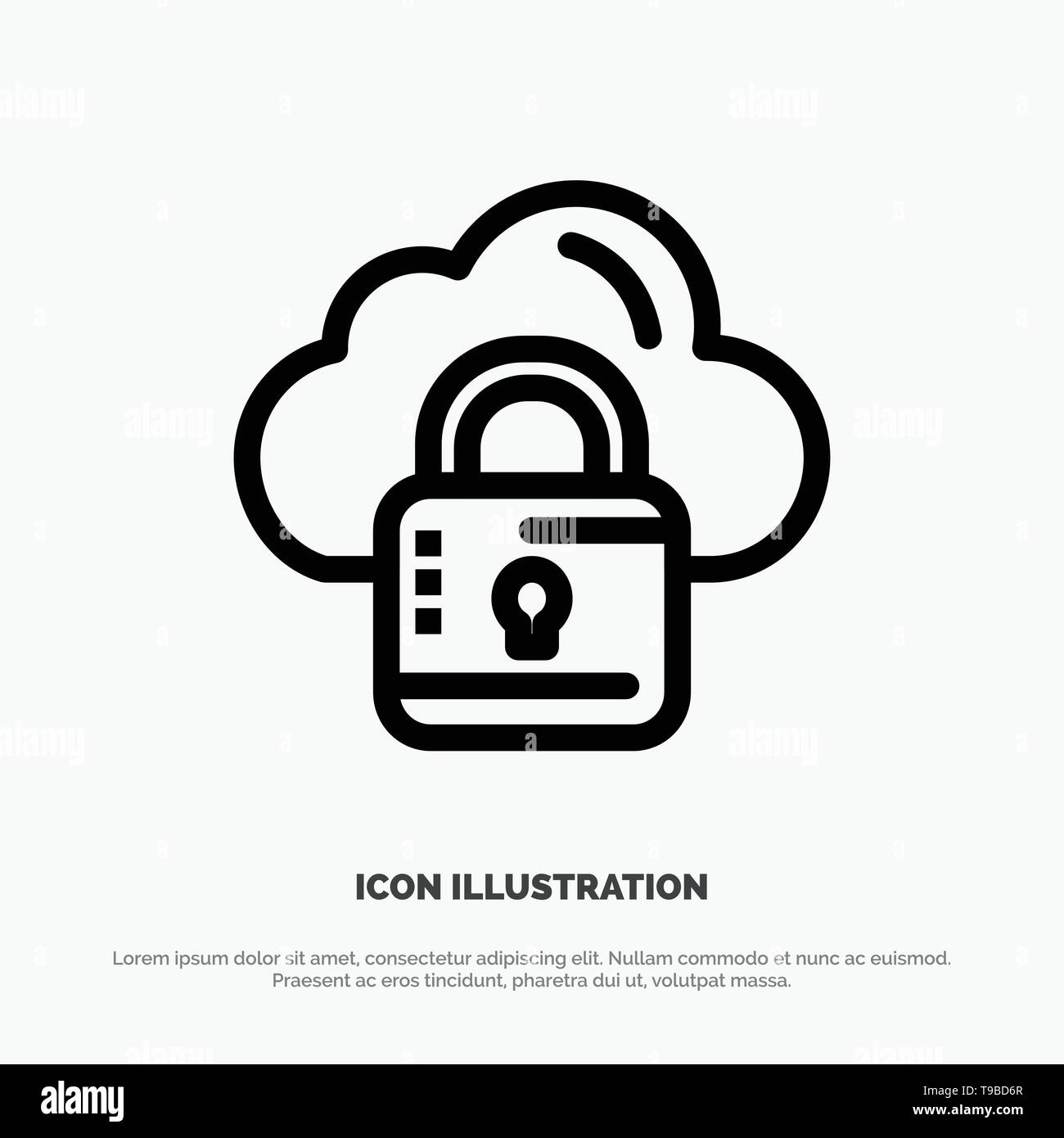 Cloud, Network, Lock, Locked Vector Line Icon Stock Vector Image & Art ...