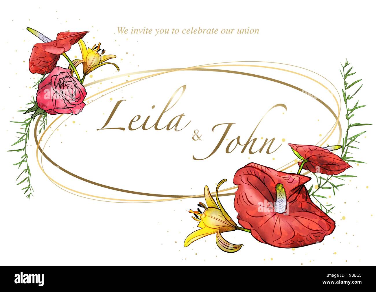 Floral Wedding Invitation Stock Vector Image & Art - Alamy
