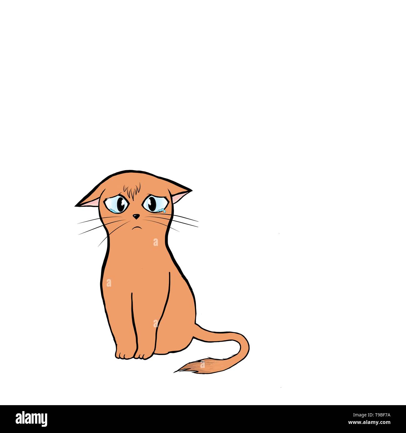 Illustration of an emotional cat. Can used like a sticker or emoji. The ...