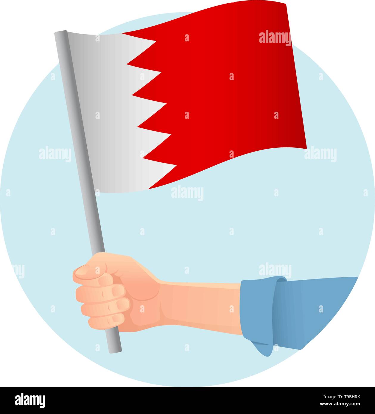 Bahrain flag in hand. Patriotic background. National flag of Bahrain ...