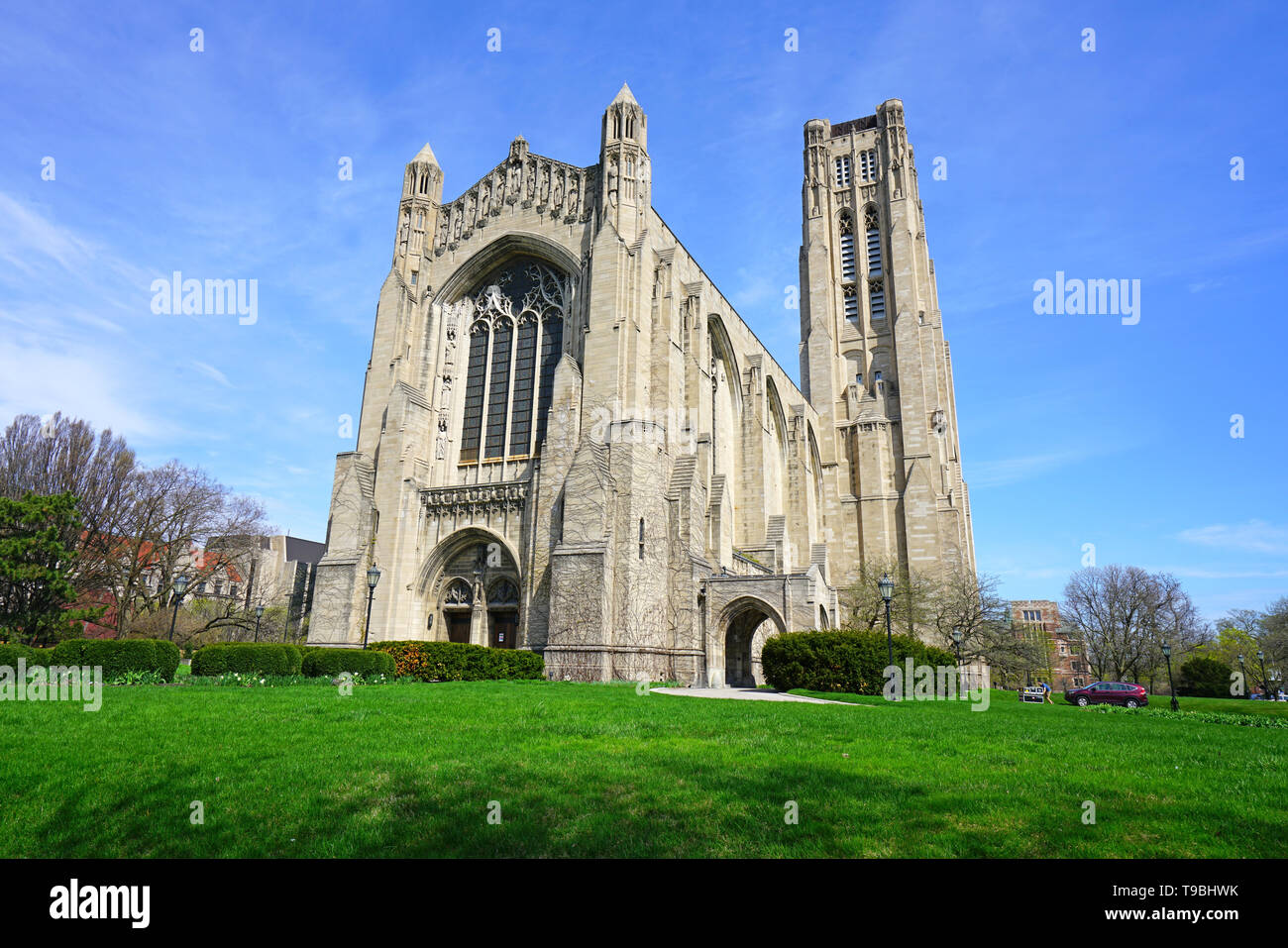 CHICAGO, IL -22 APR 2019- View of the Gothic campus of the University ...