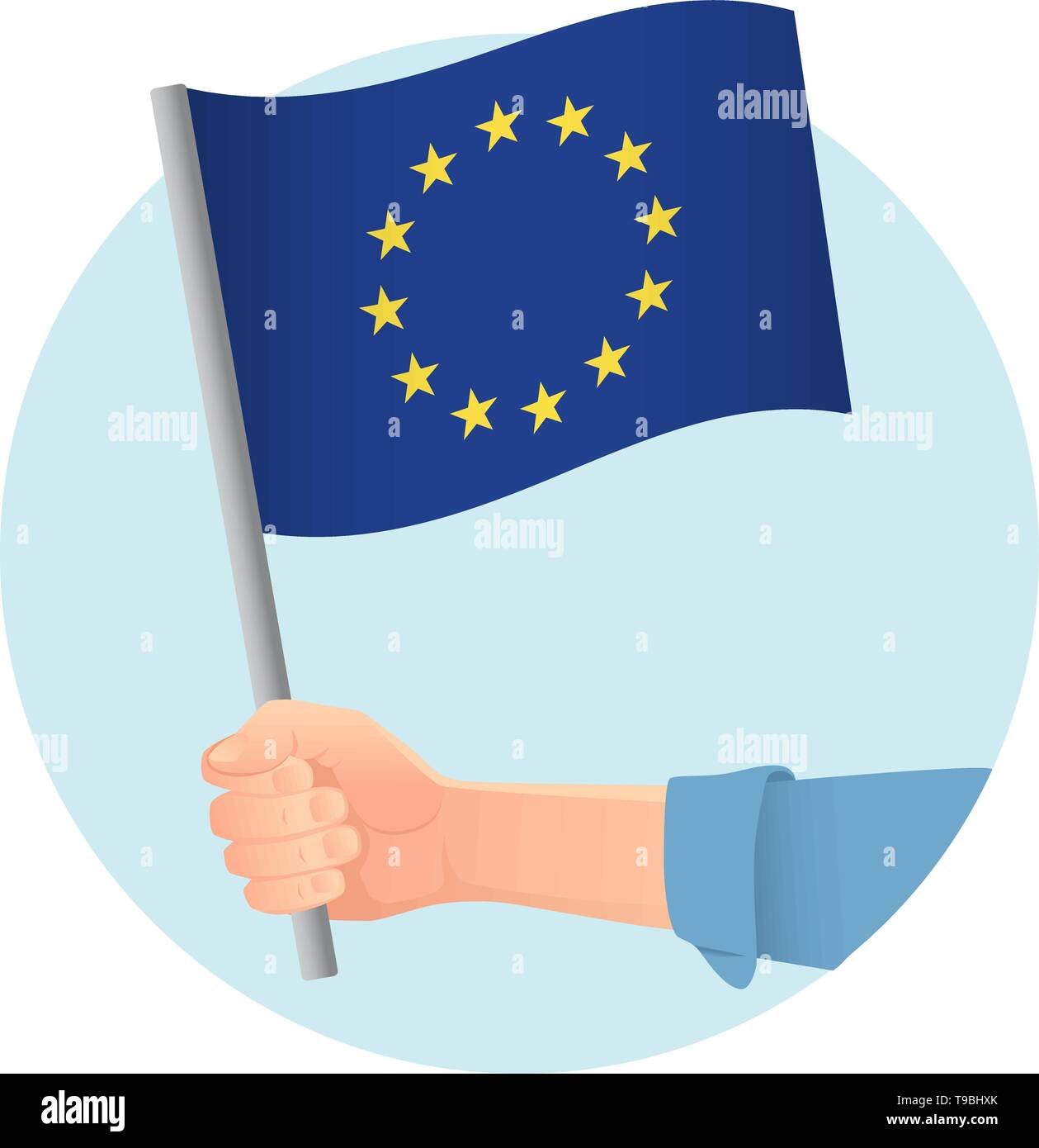 EU flag in hand. Patriotic background. Europe flag vector illustration ...