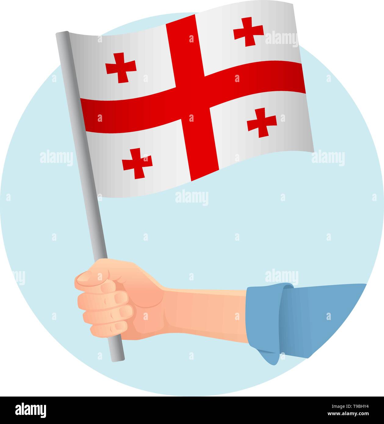 Georgia flag in hand. Patriotic background. National flag of Georgia ...