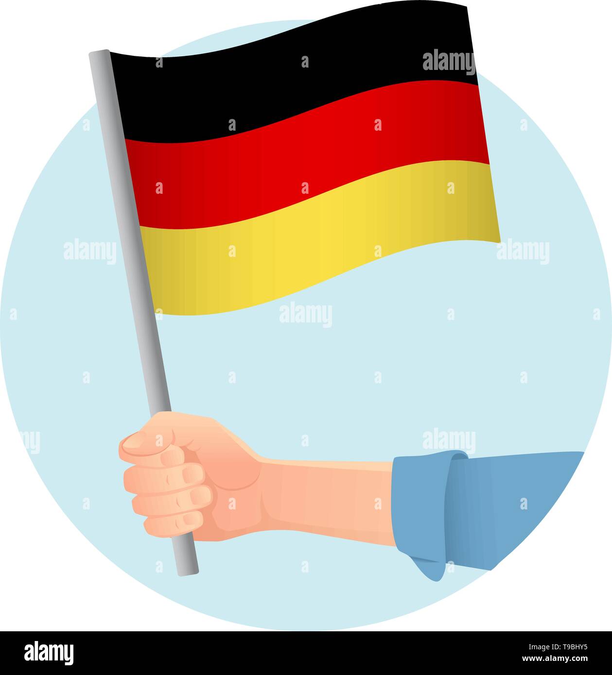 Germany flag in hand. Patriotic background. National flag of Germany ...