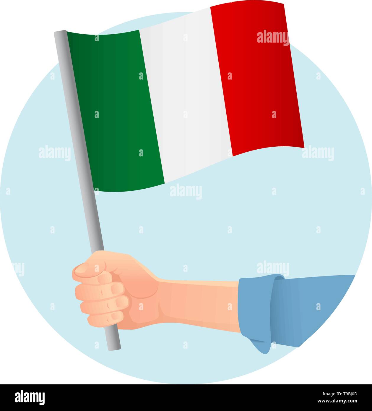 Italy flag in hand. Patriotic background. National flag of Italy vector ...