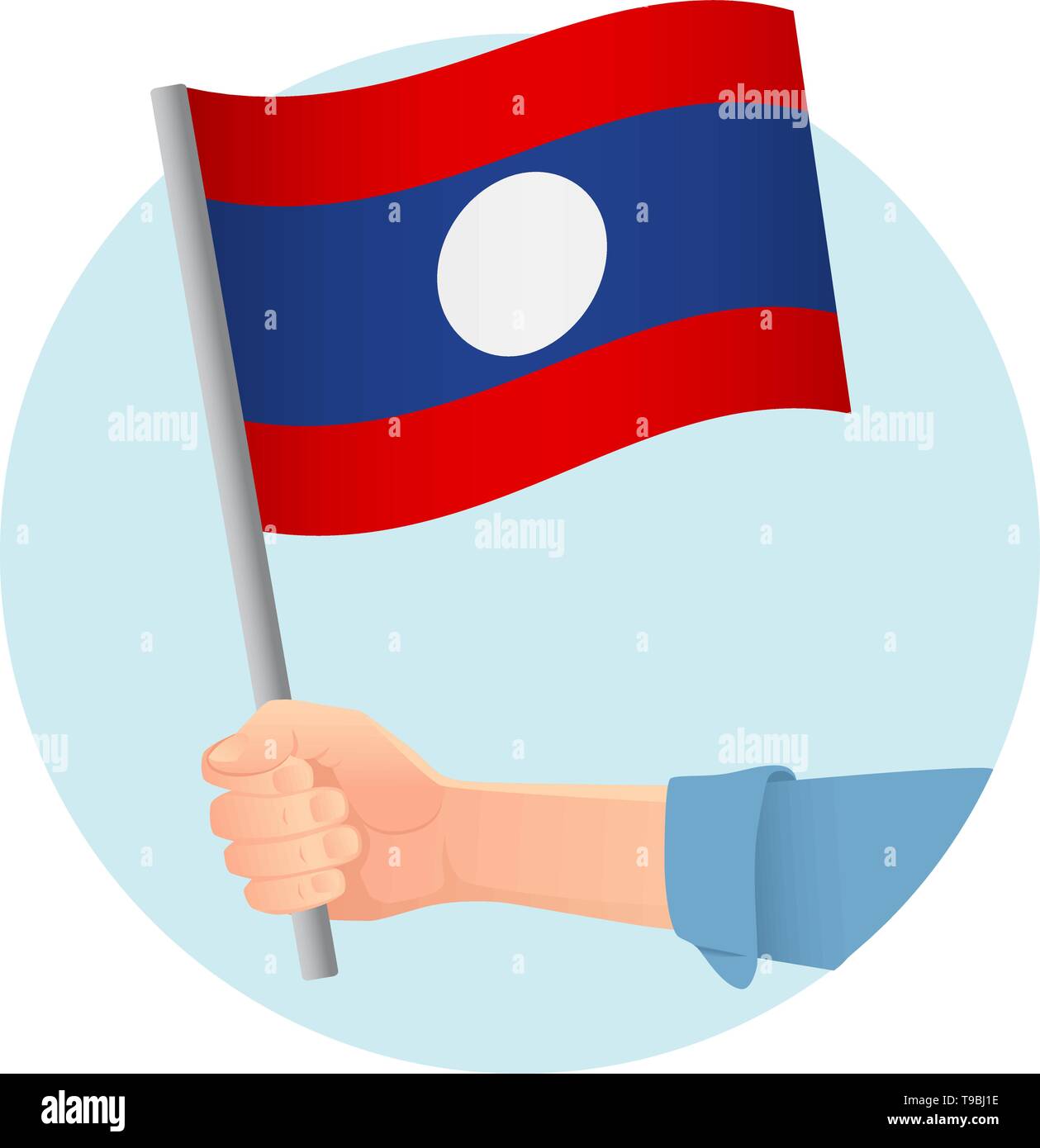 Laos flag in hand. Patriotic background. National flag of Laos vector ...