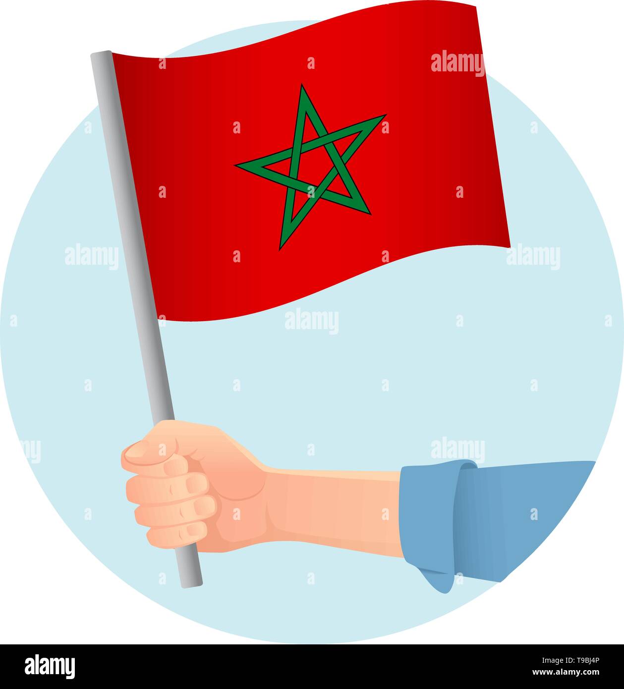 Morocco flag in hand. Patriotic background. National flag of Morocco ...