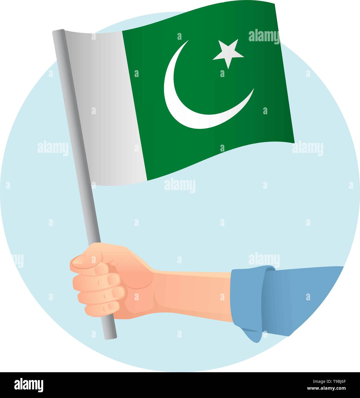 Pakistan flag in hand. Patriotic background. National flag of Pakistan ...