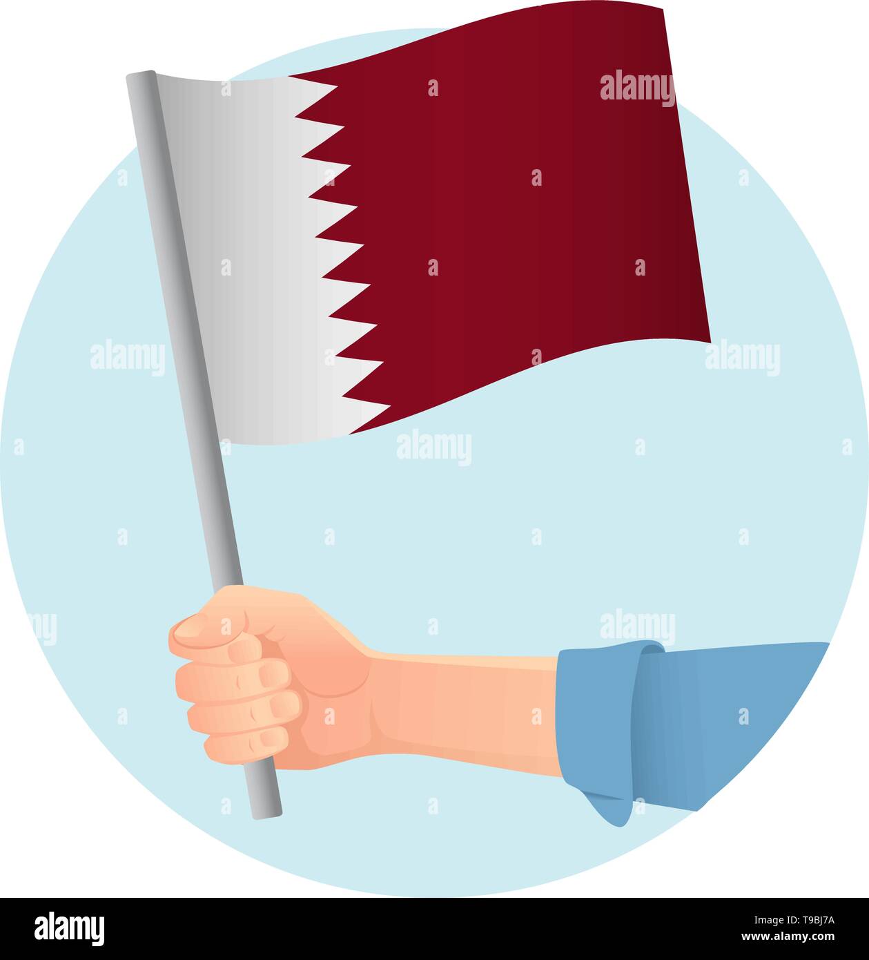Qatar flag in hand. Patriotic background. National flag of Qatar vector ...