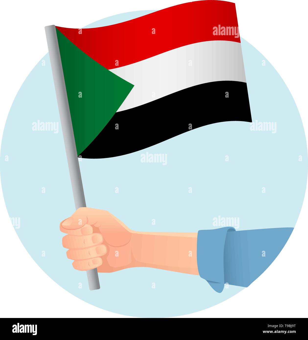 Sudan flag in hand. Patriotic background. National flag of Sudan vector ...