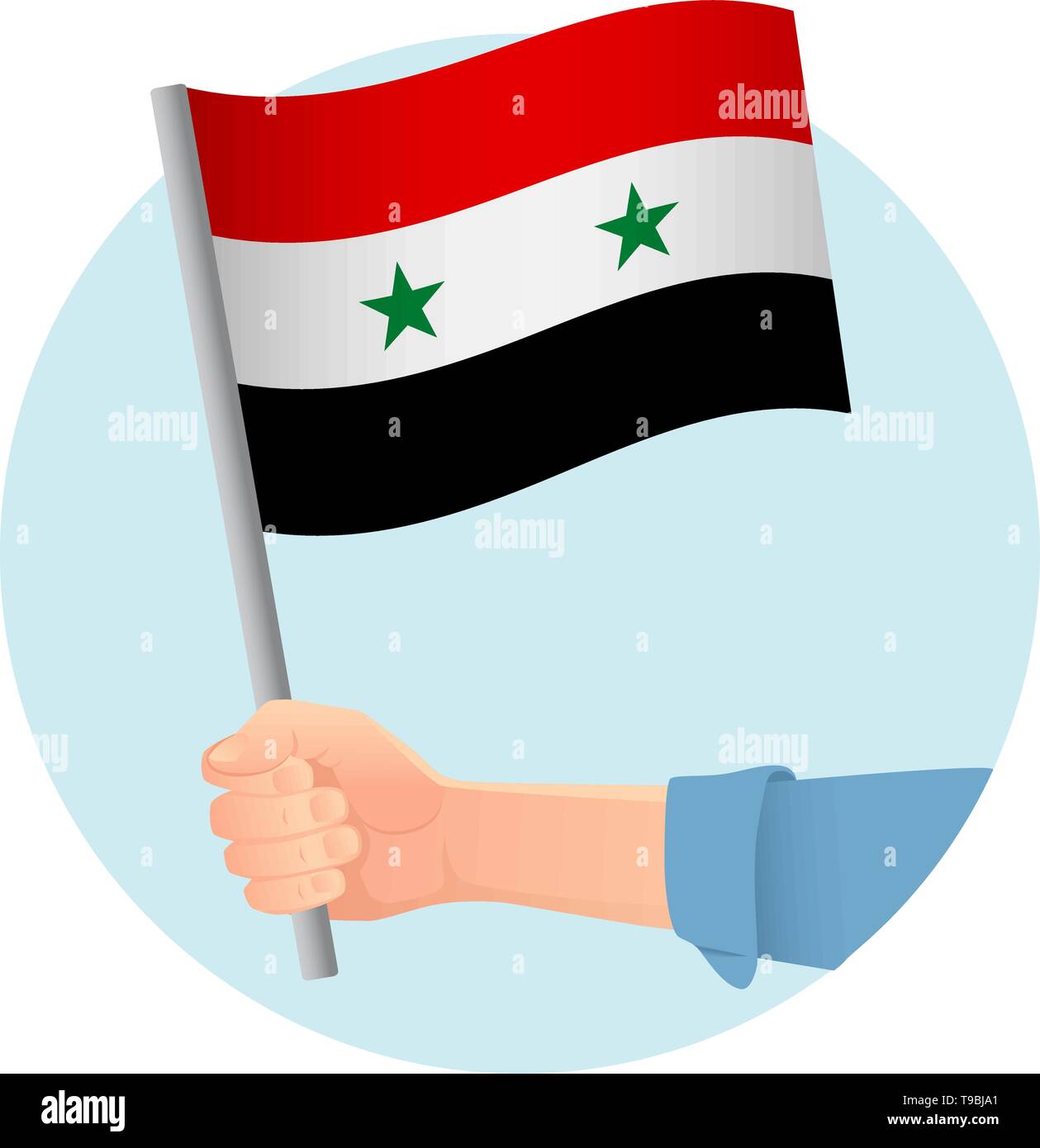 Syria flag in hand. Patriotic background. National flag of Syria vector ...