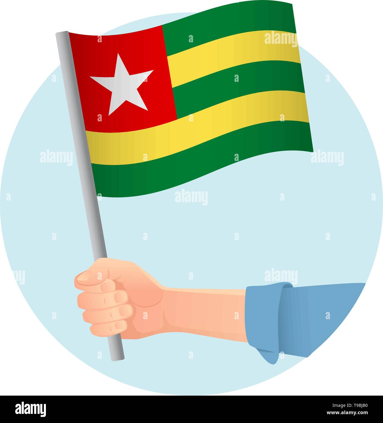 Togo flag in hand. Patriotic background. National flag of Togo vector ...