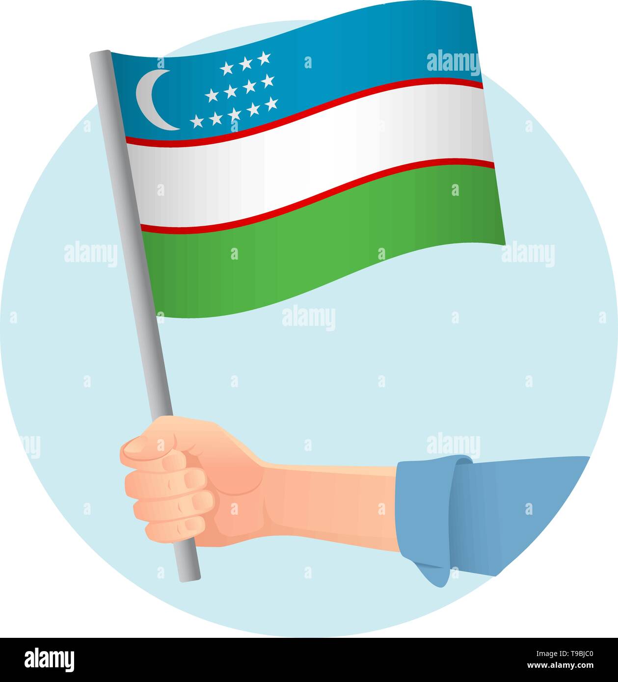 Uzbekistan flag in hand. Patriotic background. National flag of ...