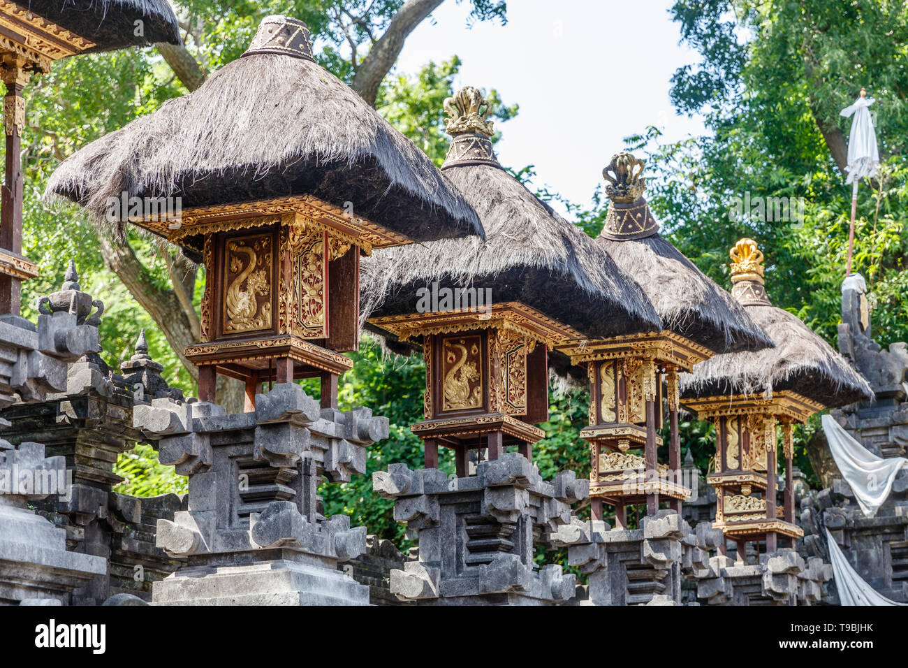 Altars at Pura Goa Lawah ("Bat Cave Temple"), Balinese Hindu temple in ...