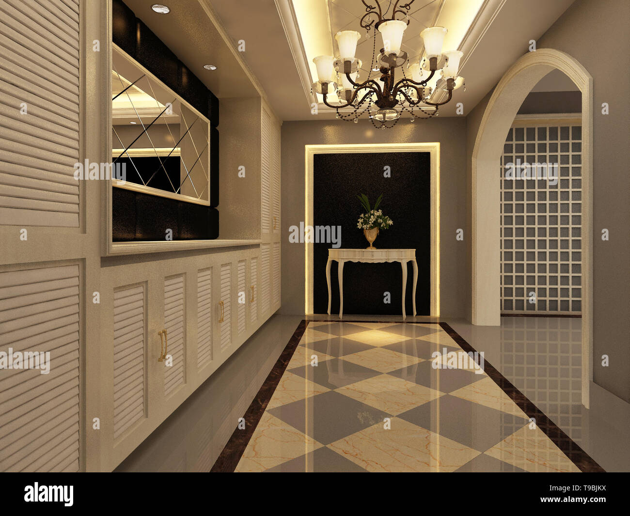 rendering empty lobby interior Stock Photo - Alamy