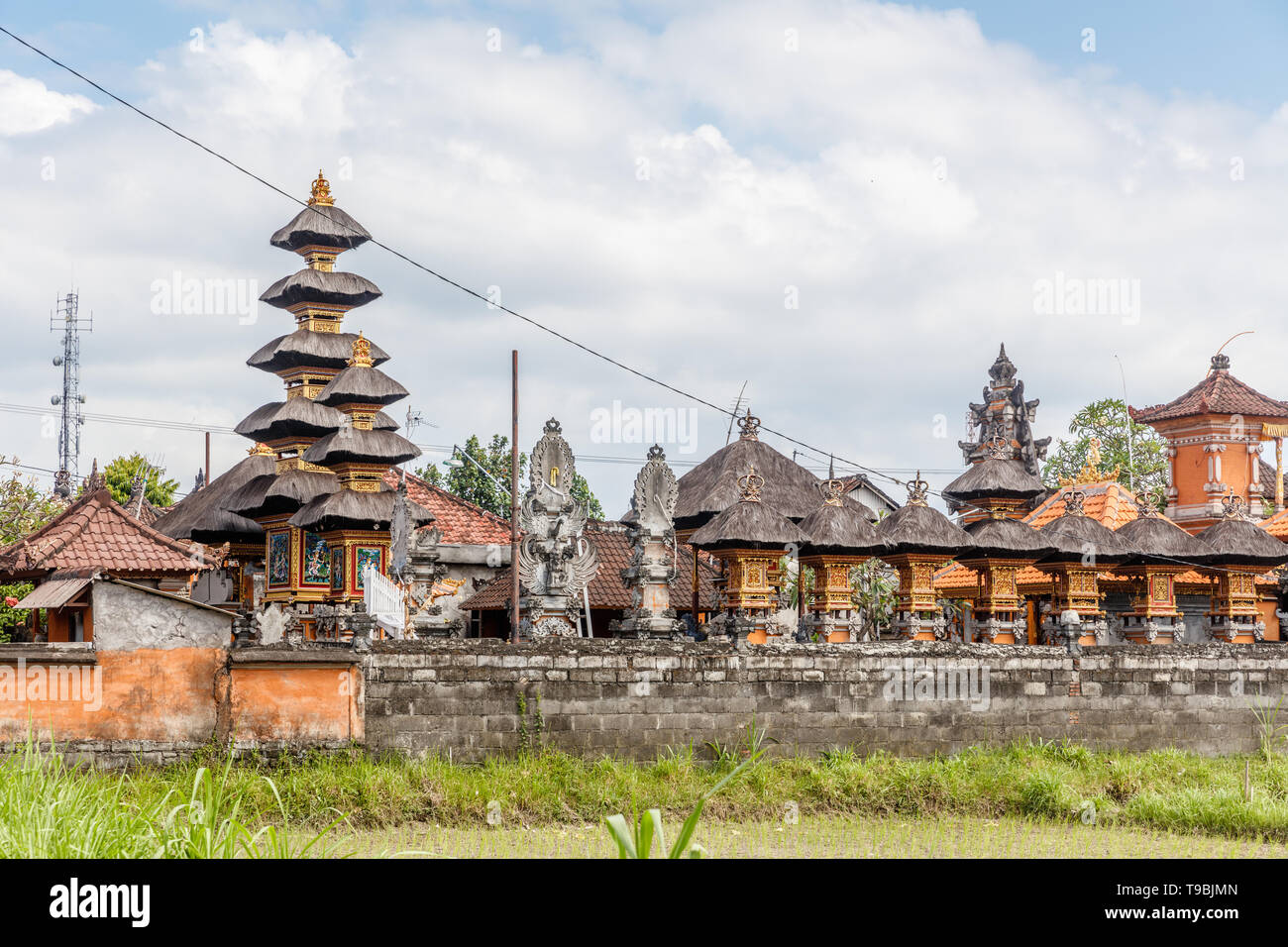 Meru towers of Balinese Hindu temple. Surroundings of Klungkung, Bali ...