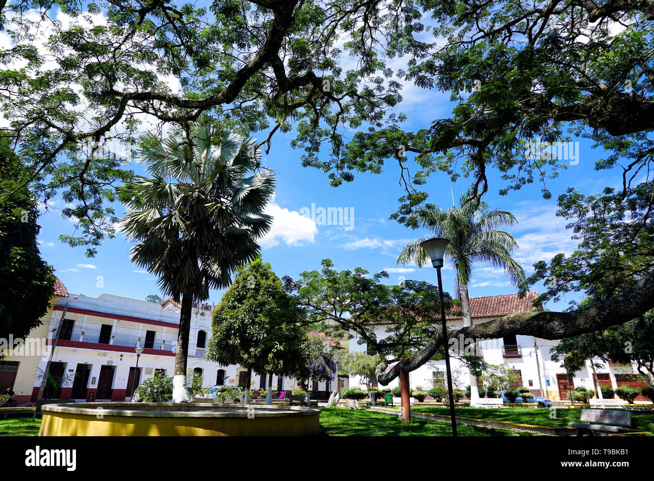 View of the town's central park of Charala, Colombia Stock Photo - Alamy