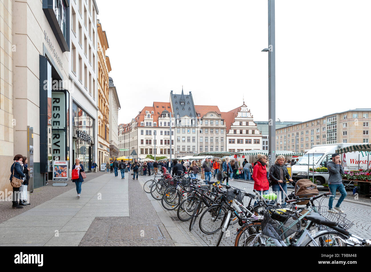 Leipzig, Germany - October 2018: Crowd at Marktplatz, the market square ...