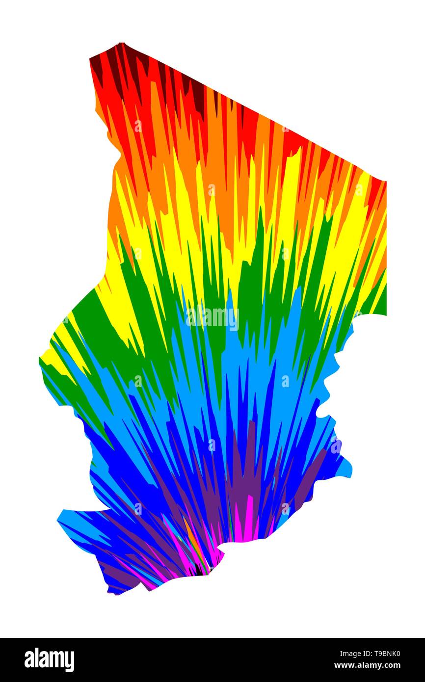 Chad - map is designed rainbow abstract colorful pattern, Republic of ...
