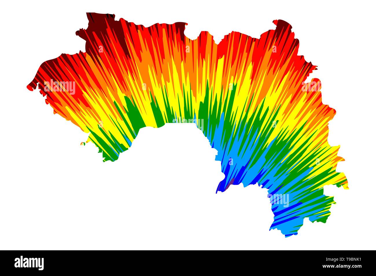 Guinea Map Is Designed Rainbow Abstract Colorful Pattern Republic Of