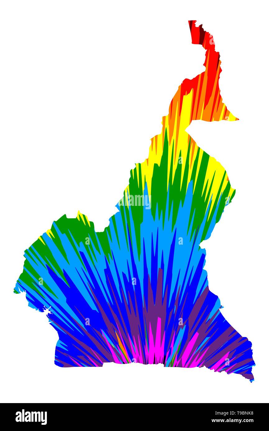 Cameroon - map is designed rainbow abstract colorful pattern, Republic ...