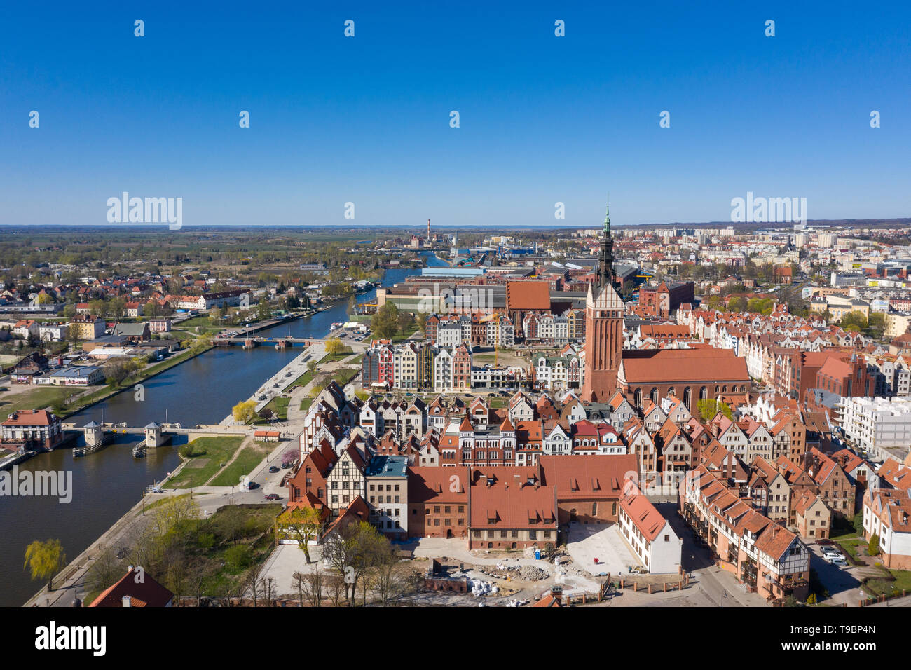 Aerial view of the Elblag old town, Poland Stock Photo - Alamy