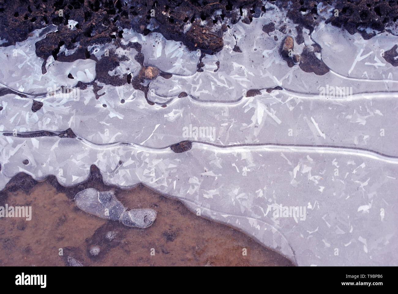 Ice lines on soil close up, natural background texture detail Stock ...