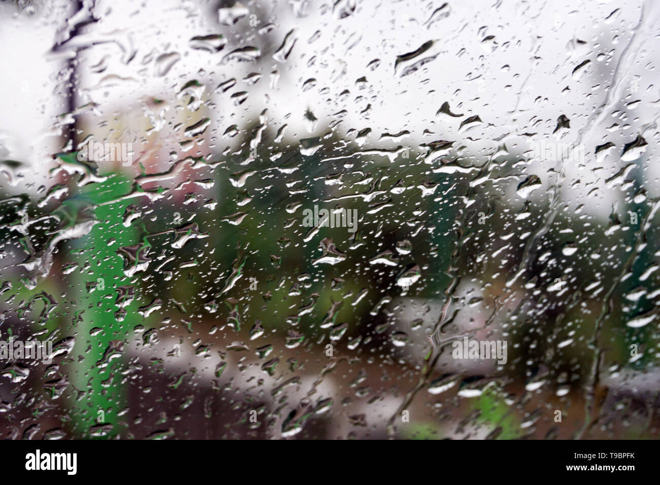 Rain Water on the window Glass Stock Photo - Alamy