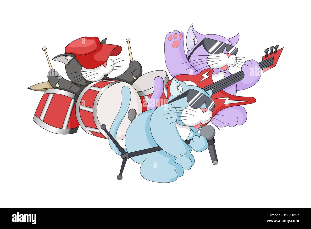 Vector illustration of funny little characters playing musical ...