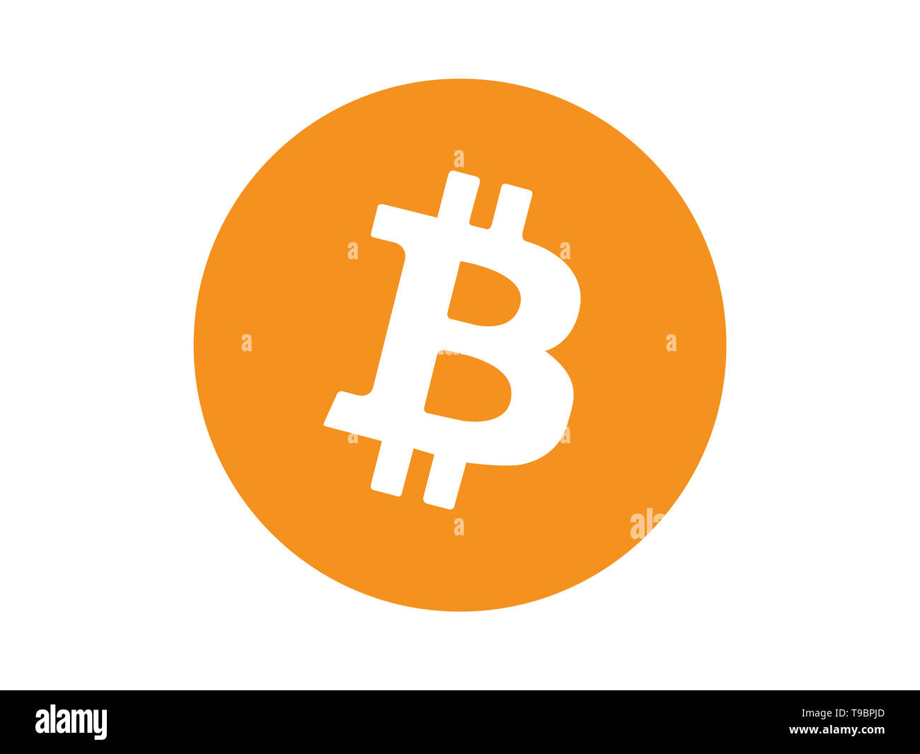 Orange bitcoin crypto currency symbol isolated on white background ...