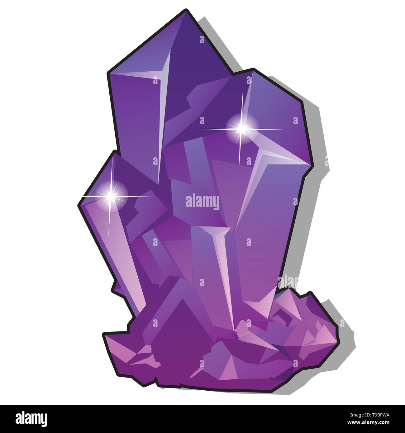 Purple natural precious crystals isolated on white background. Vector ...
