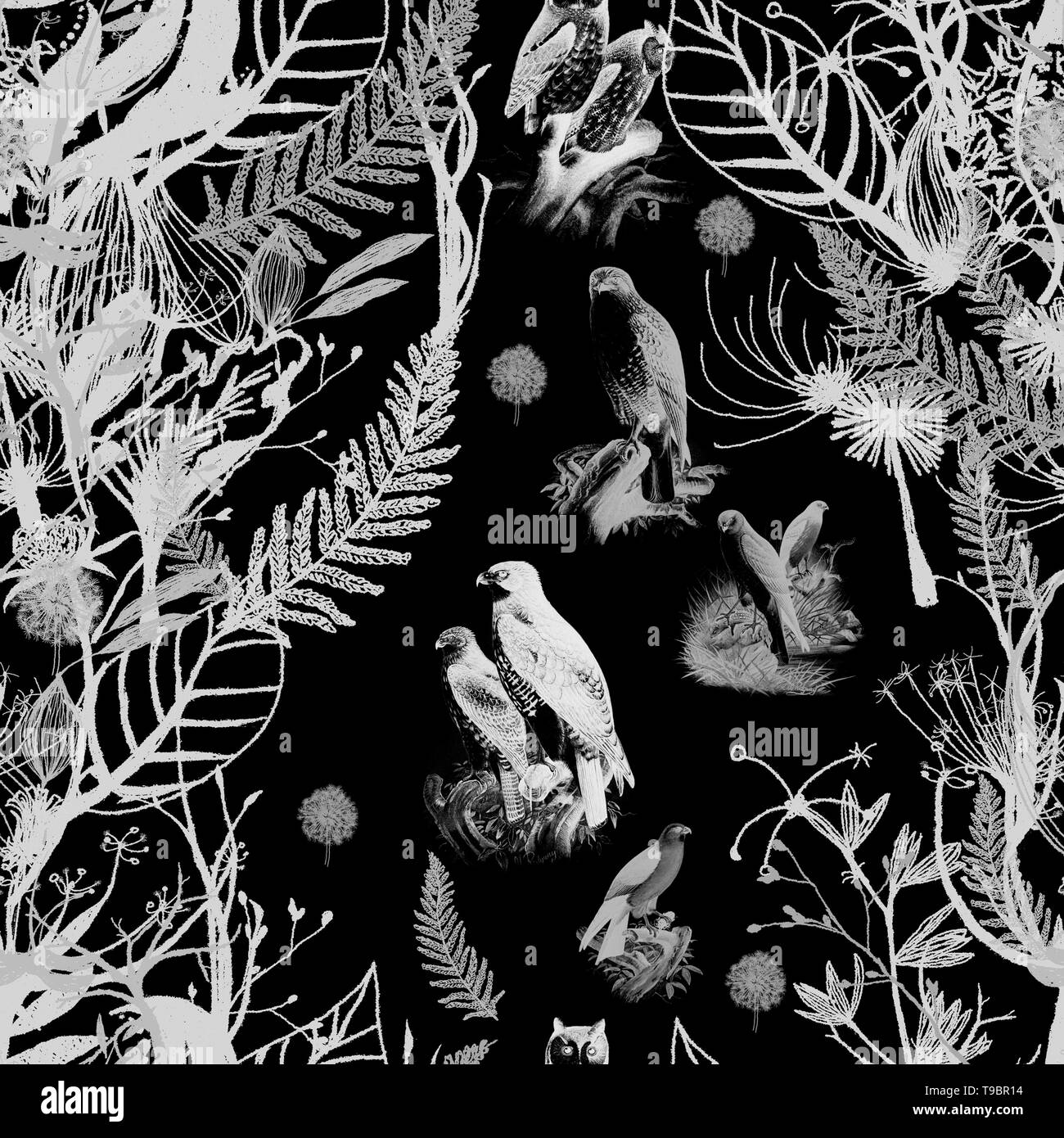 Watercolor kids seamless pattern Black and White Stock Photos & Images ...