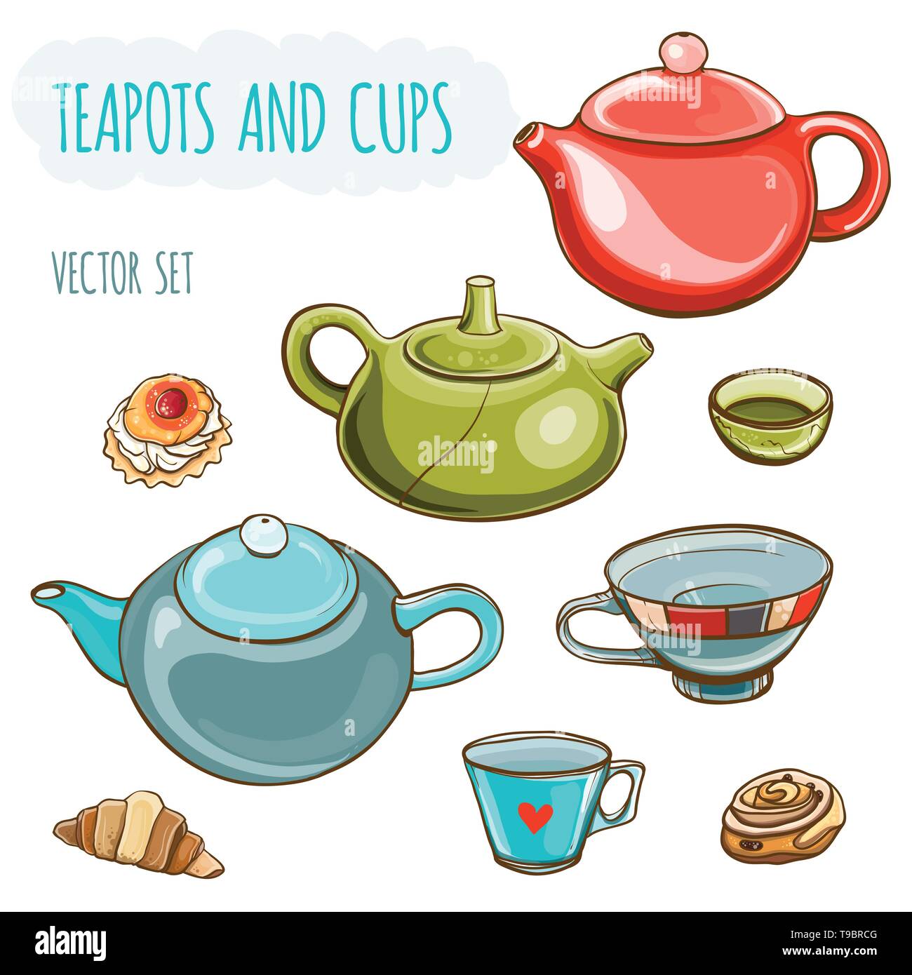 Teapots and cups Stock Vector Images - Alamy