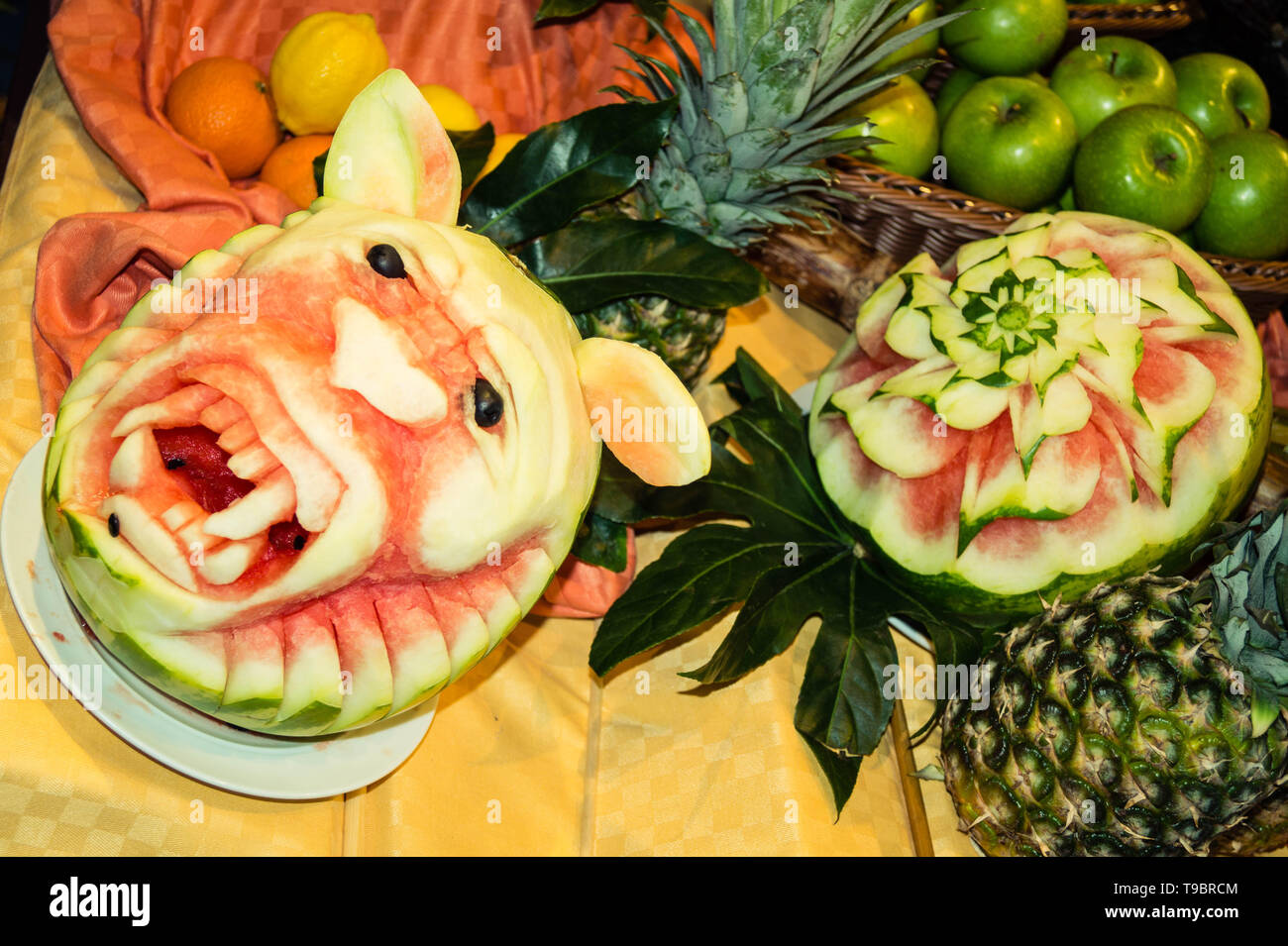 perfect fruit carving Stock Photo - Alamy