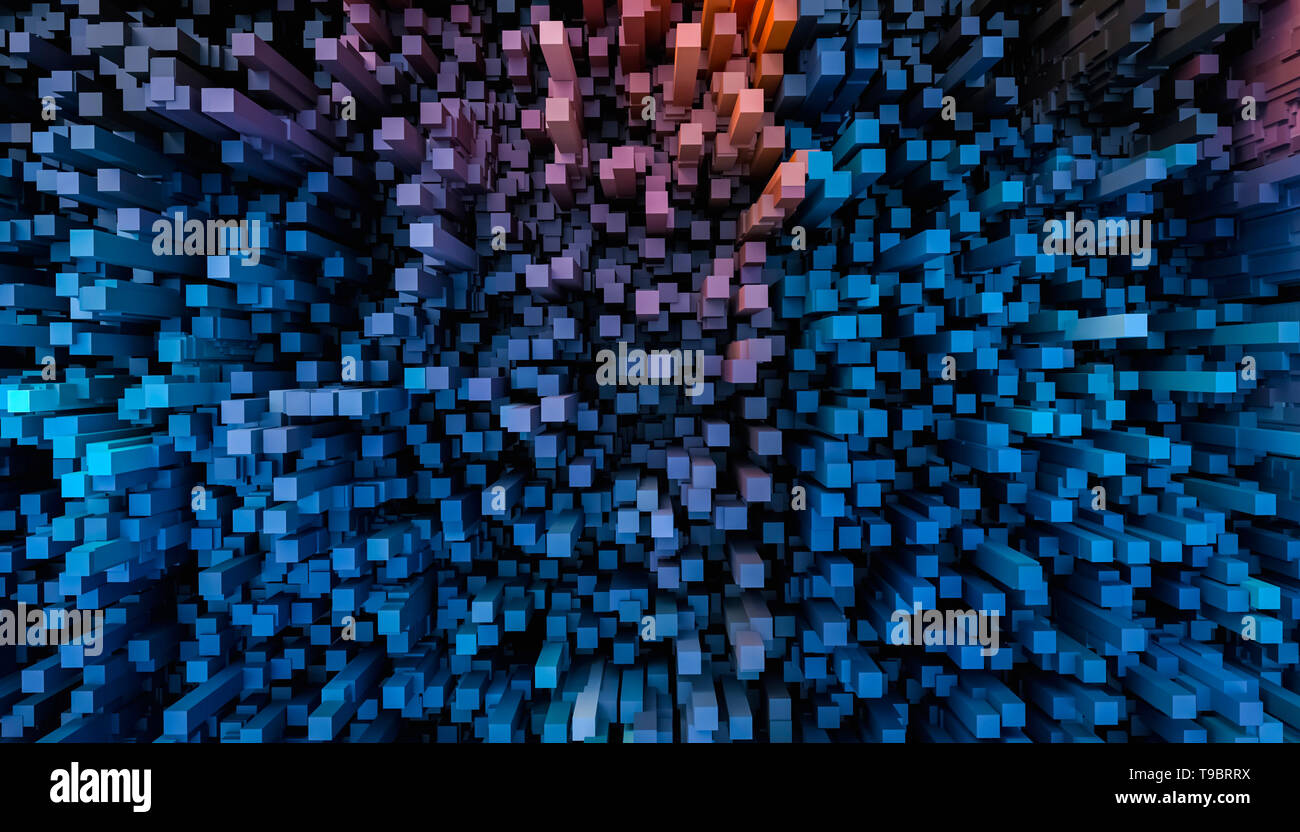 Abstract colorful cuboids landscape wallpaper or background. 3d render ...