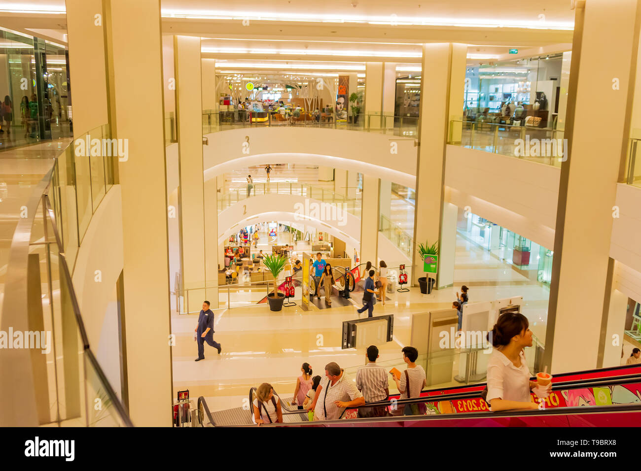 Bangkok, Thailand, March 2013 Modern interior of Siam Shopping Mall ...